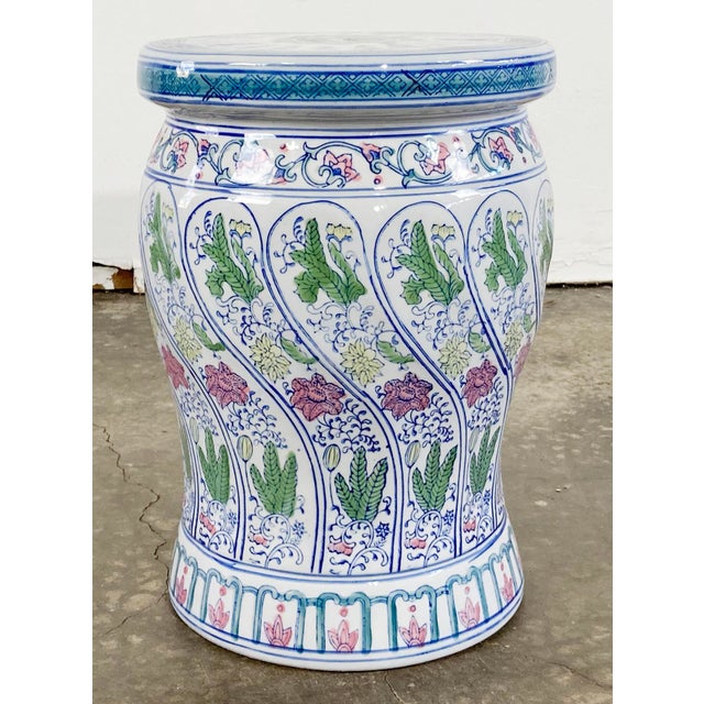 Vintage Chinoiserie Style Ceramic Garden Stool | Chairish