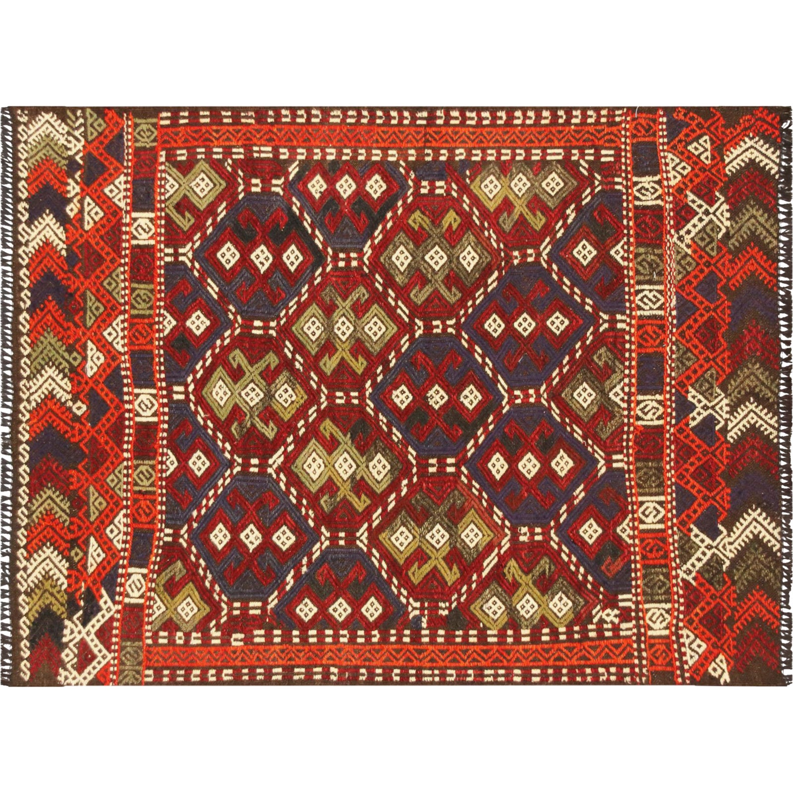 1950s Turkish Geometrical Kilm Rug | Chairish