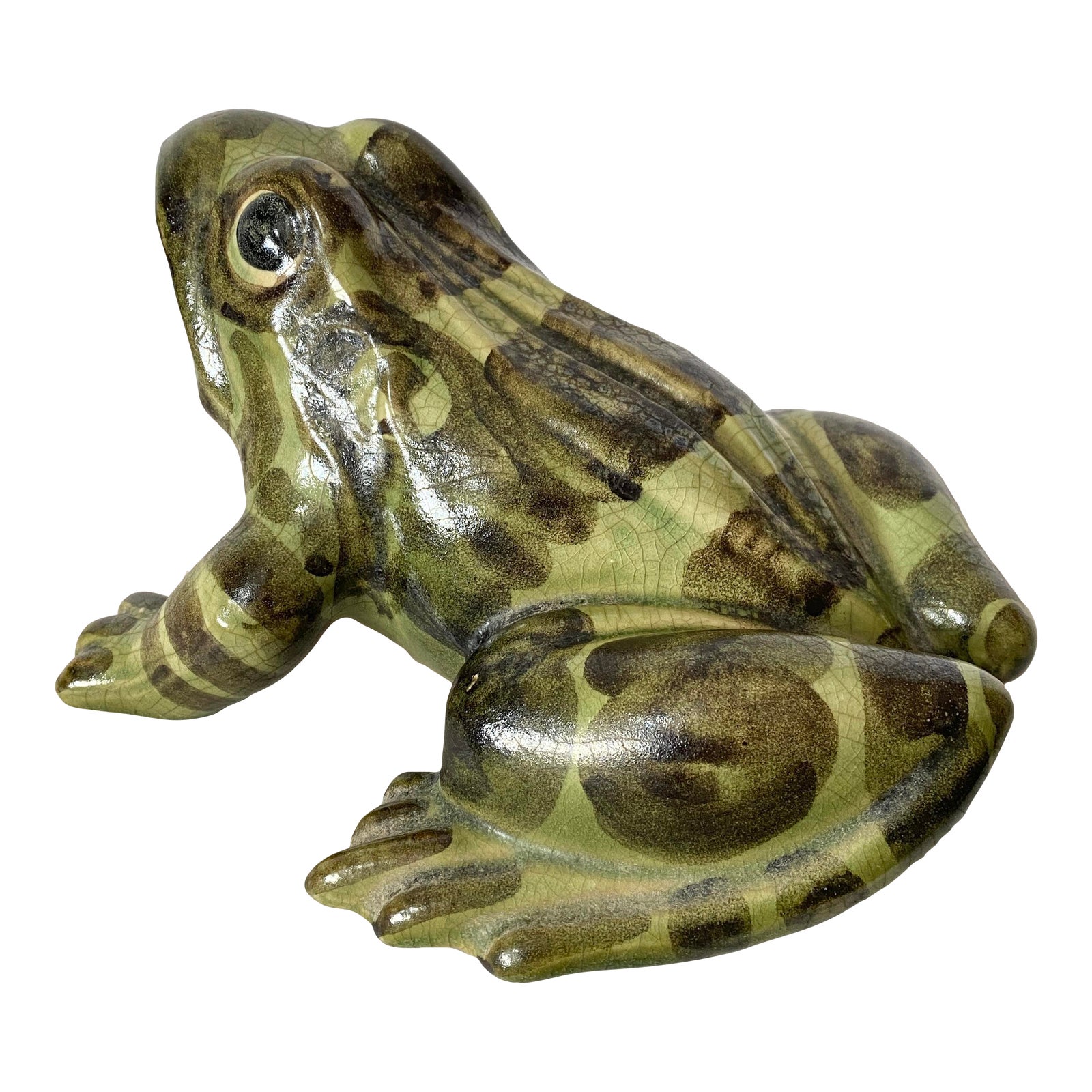 Vintage Green Ceramic Frog | Chairish