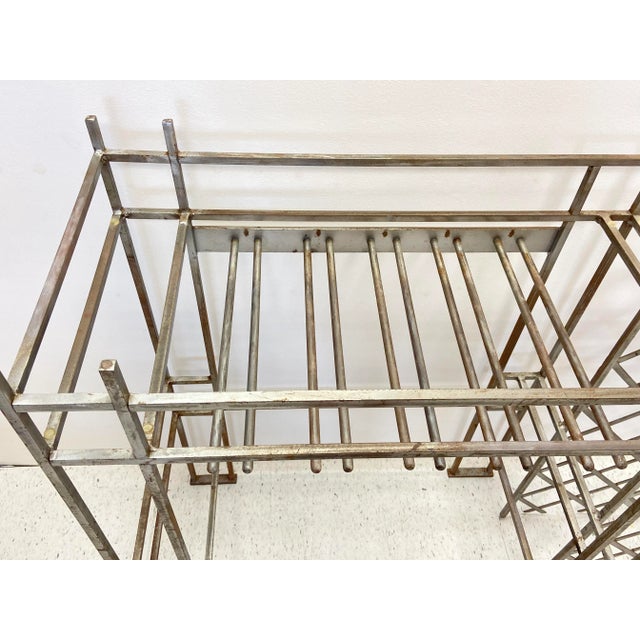 Custom Industrial Solid Raw Steel Bar and Wine Rack | Chairish