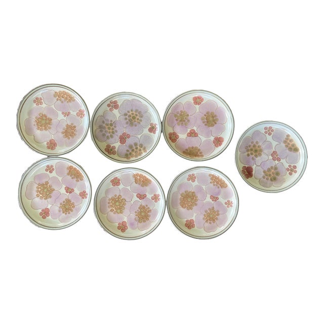 1970s English Floral Stoneware Plates by Denby - Set of 7 | Chairish