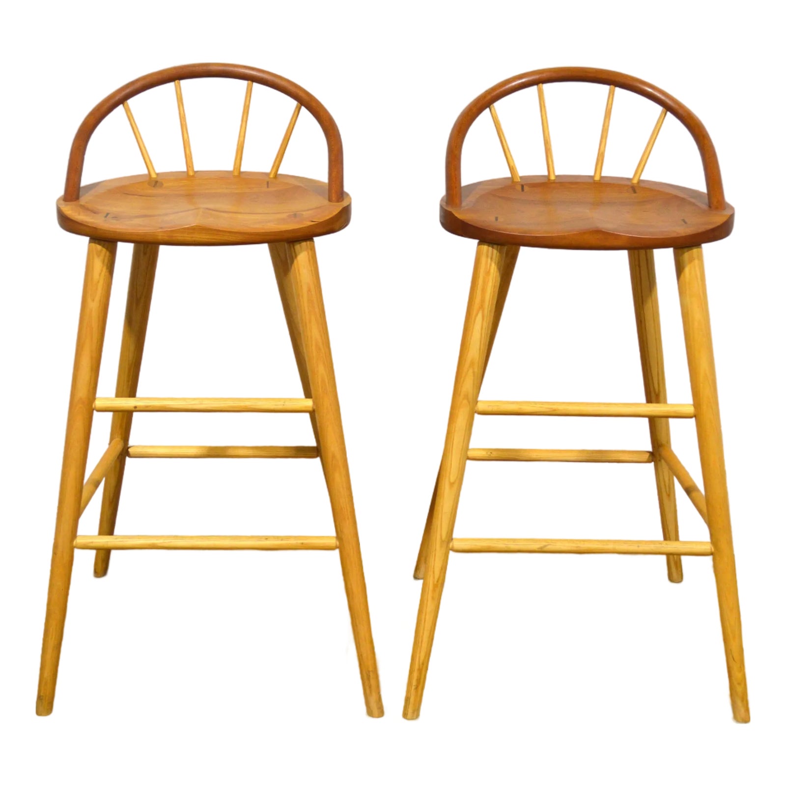 Pair Thos. Moser Bowback Stools | Chairish