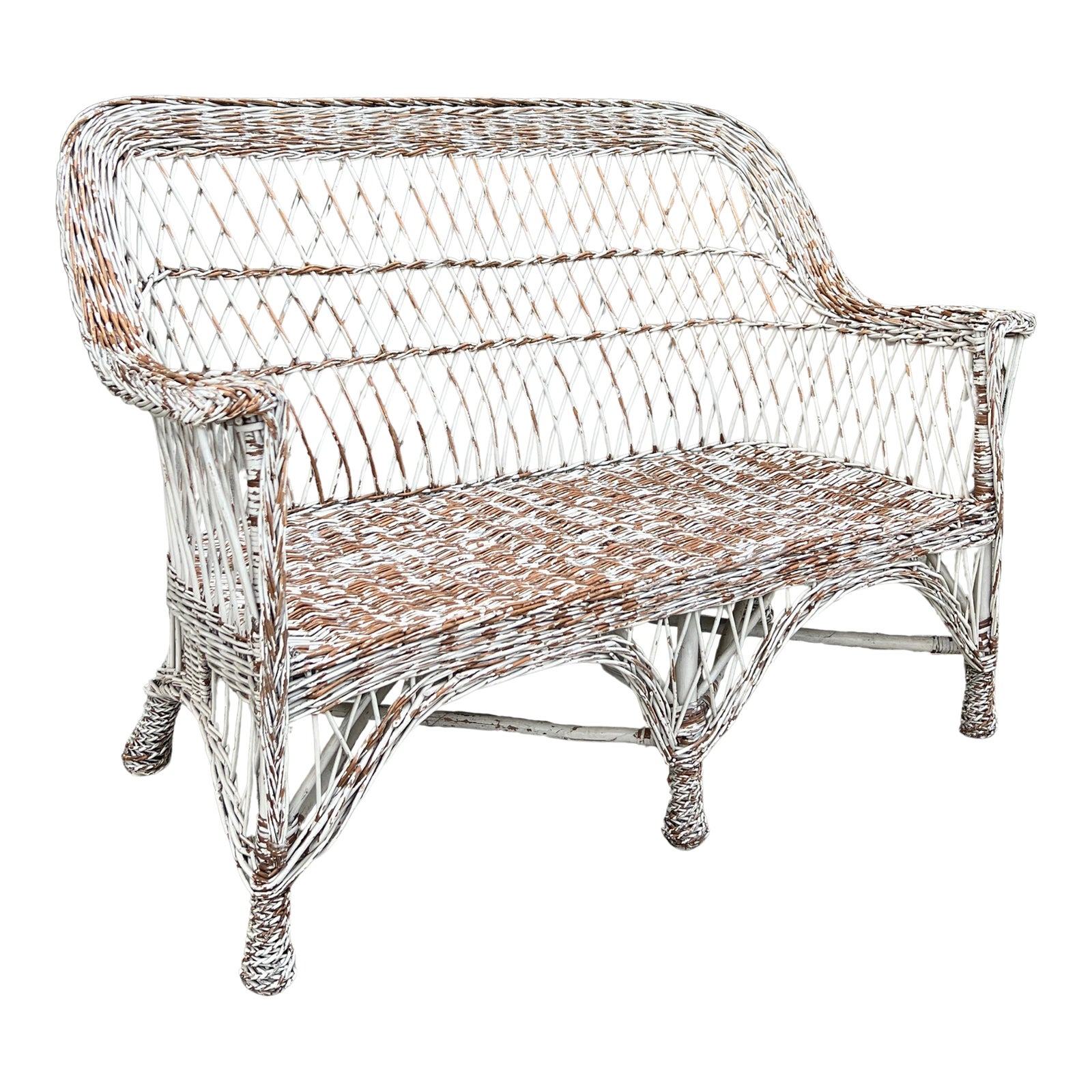1920s English Willow Wicker Settee | Chairish