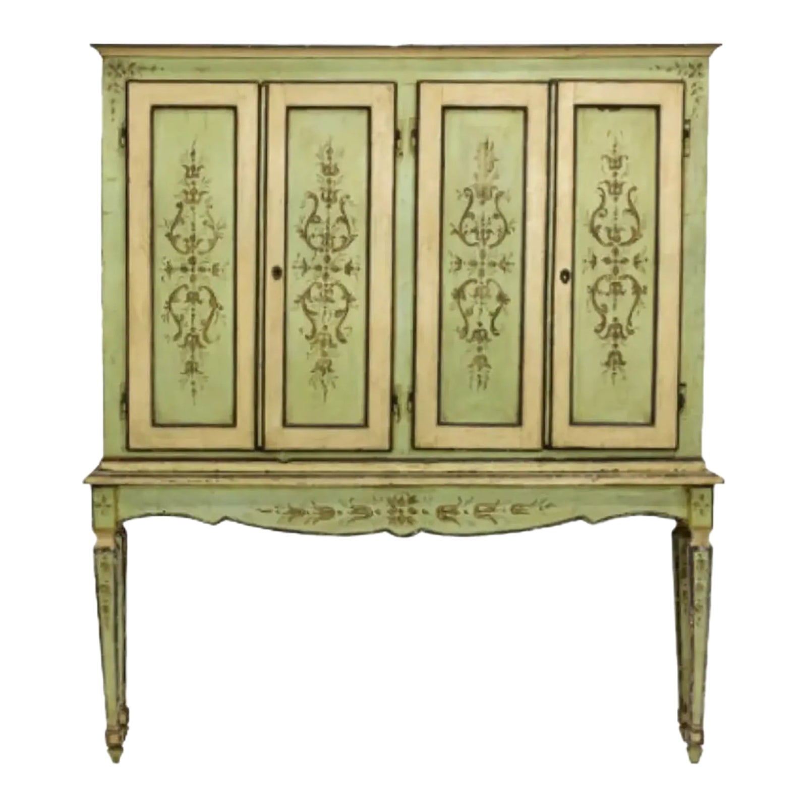 1920s Italian Neoclassical Style Four Door Grotto Cabinet on Table ...