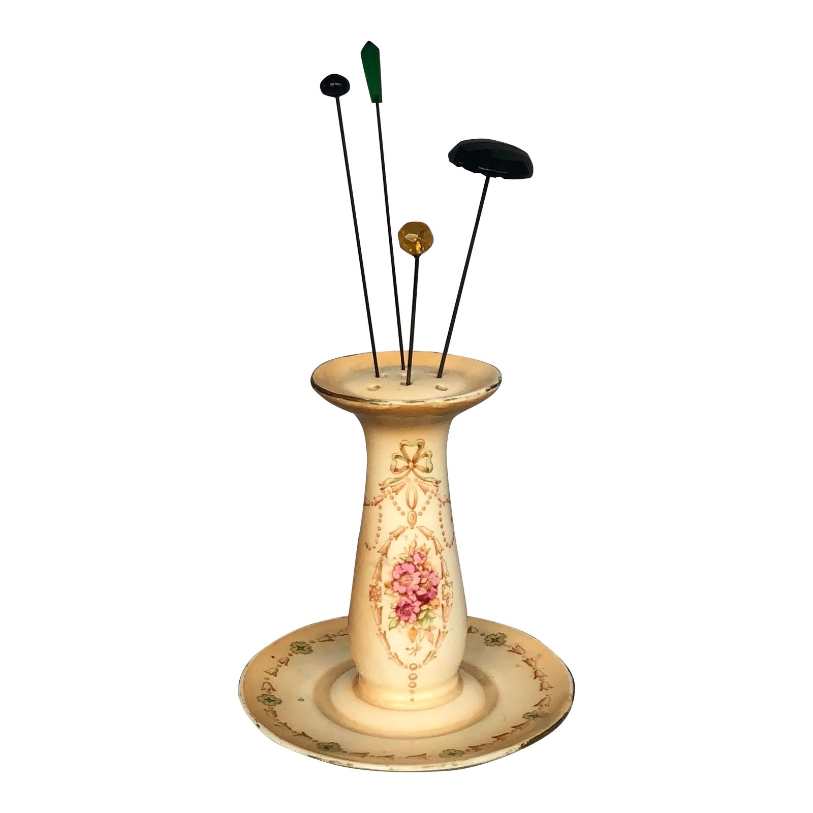 Antique Hat Pin Holder With Pins, Lot of 5 | Chairish