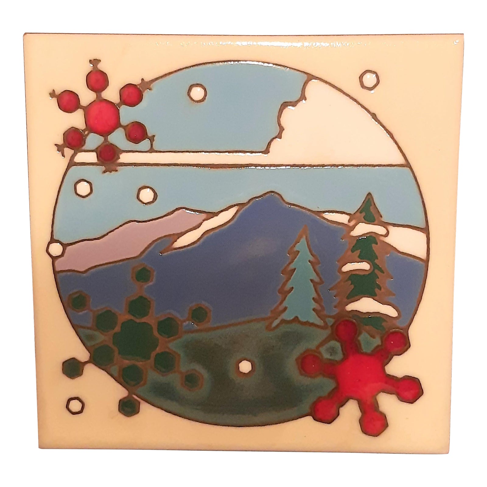 Mountains Snow Glazed Art Tile Trivet Coaster | Chairish