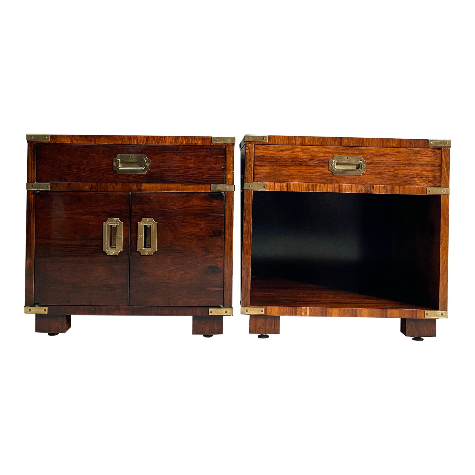 1960s Vintage Brazilian Rosewood Campaign Nightstand Set by John Stuart ...