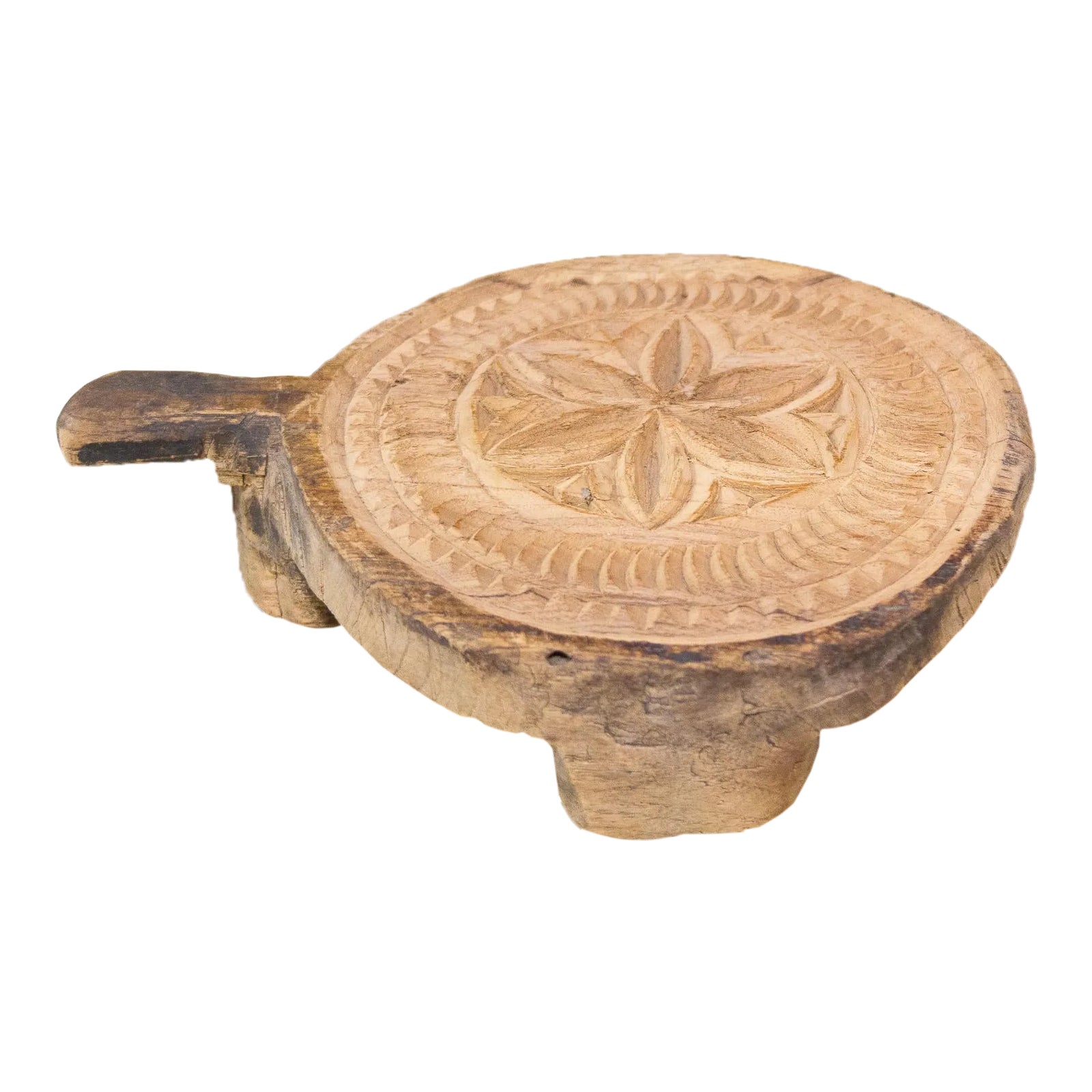Mid 20th Century Hena Nepalese Carved Lotus Chakla Stand | Chairish