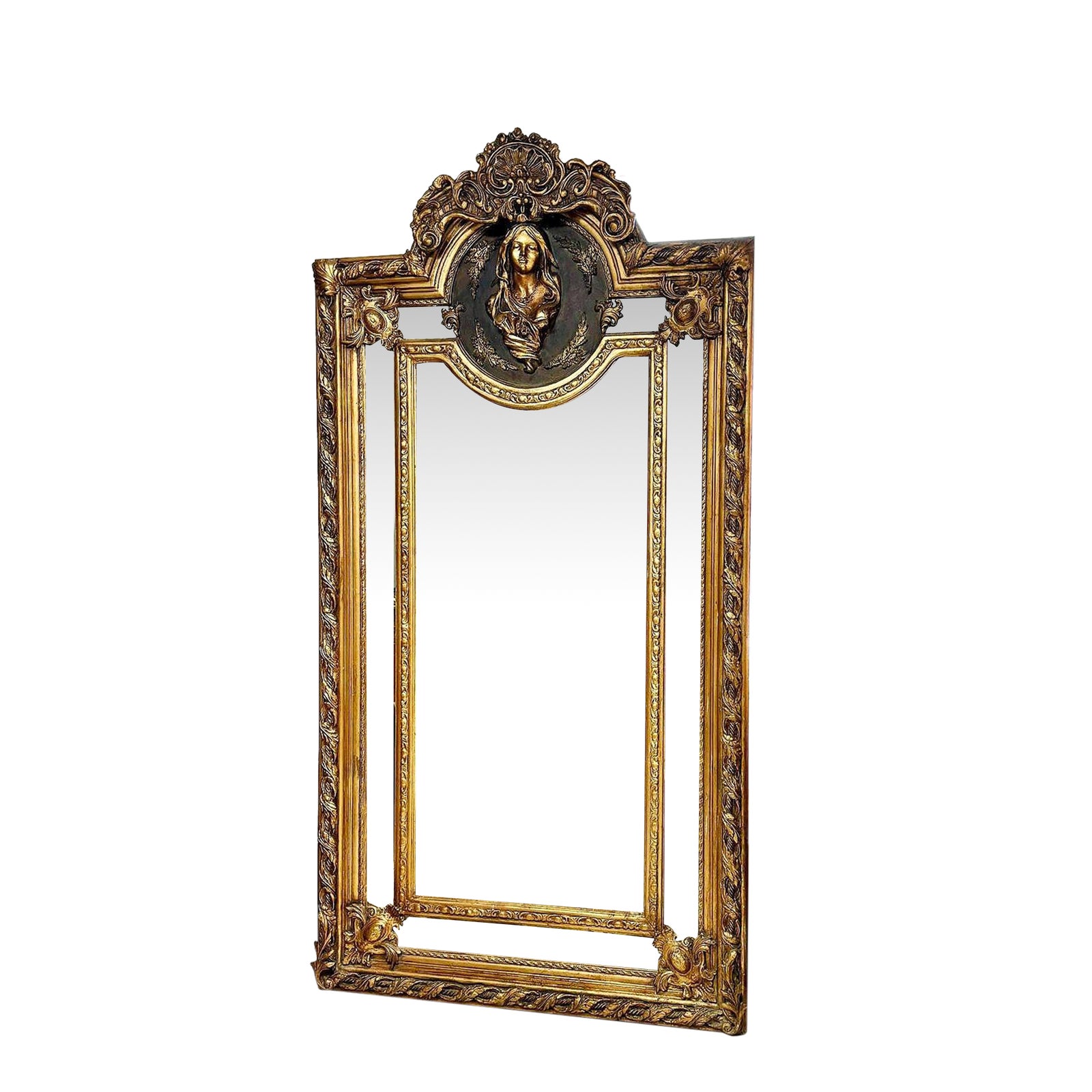 French Style Woman Mirror With Gold Details | Chairish