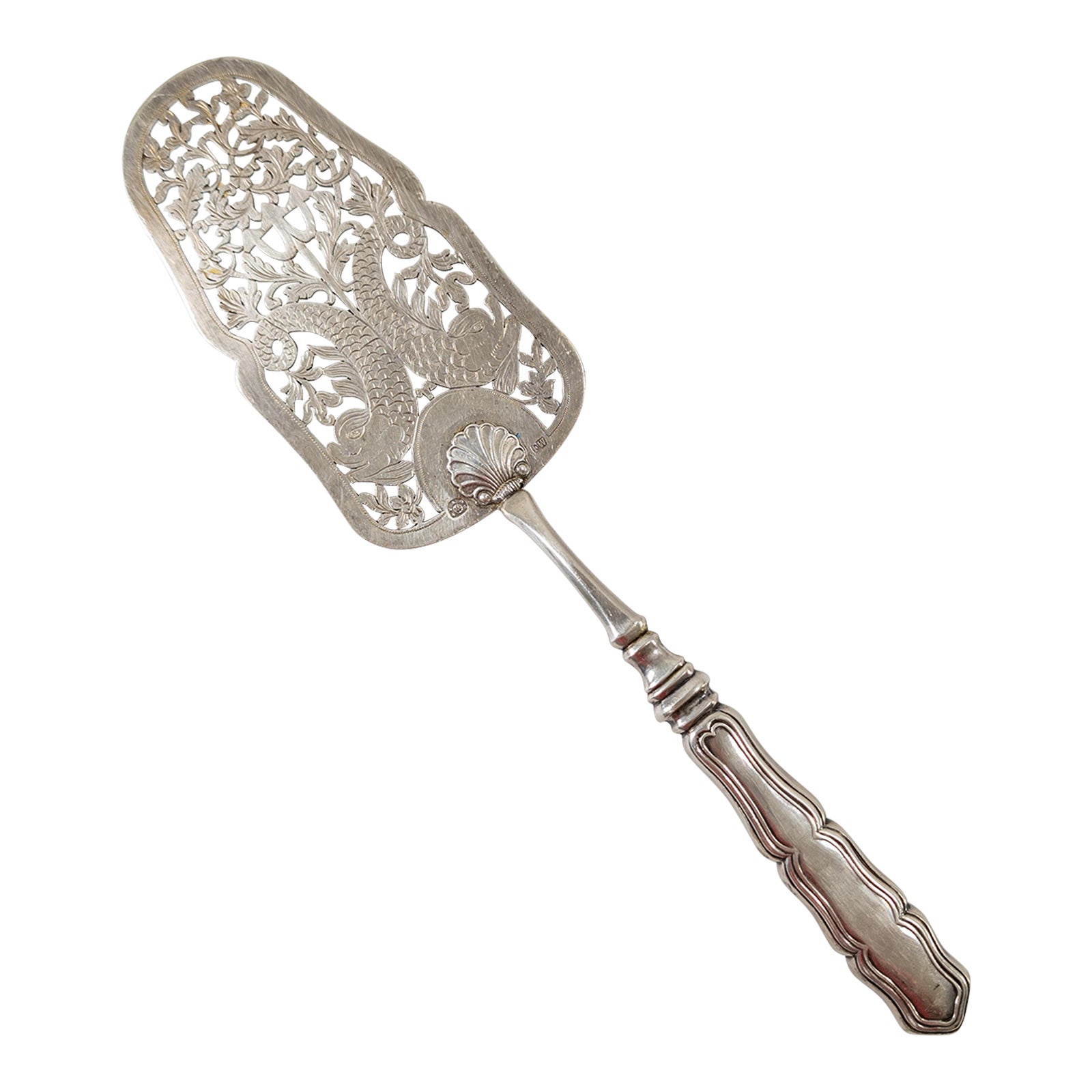 19th Century Austrian Vienna .813 13 Loth Silver Fish Server | Chairish