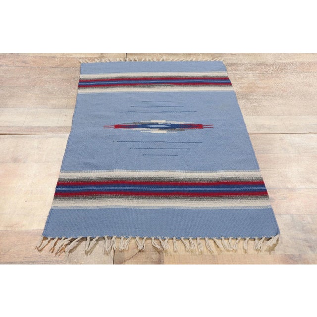 Vintage Sky Blue New Mexico Chimayo Rug - 01'08 X 03'03 | Chairish