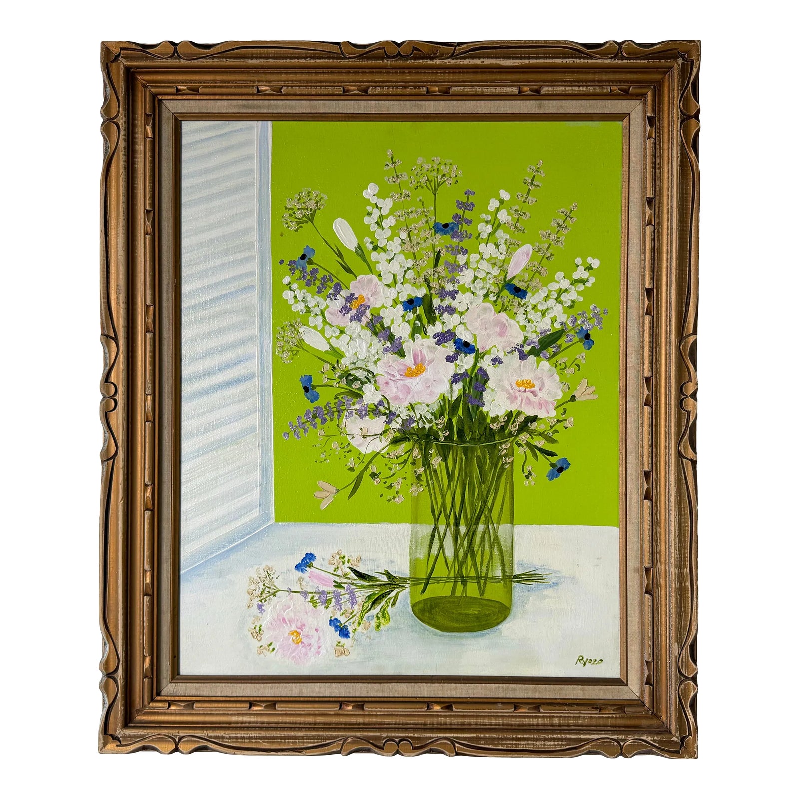 1970's Ryozo Still Life Oil Painting, Framed | Chairish