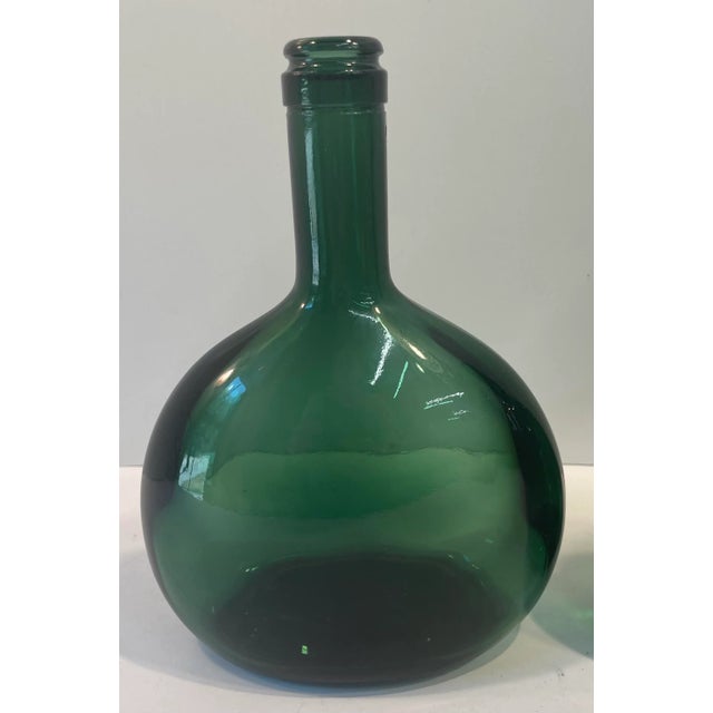 Vintage Green Glass Wine Bottle | Chairish