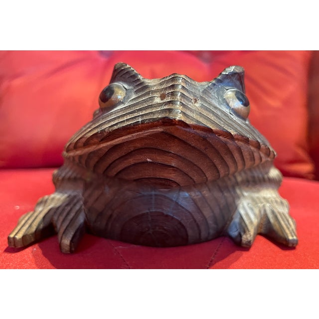 Vintage Cryptomeria Carved Cedar Wood Japanese Sugi Good Luck Toad Frog ...