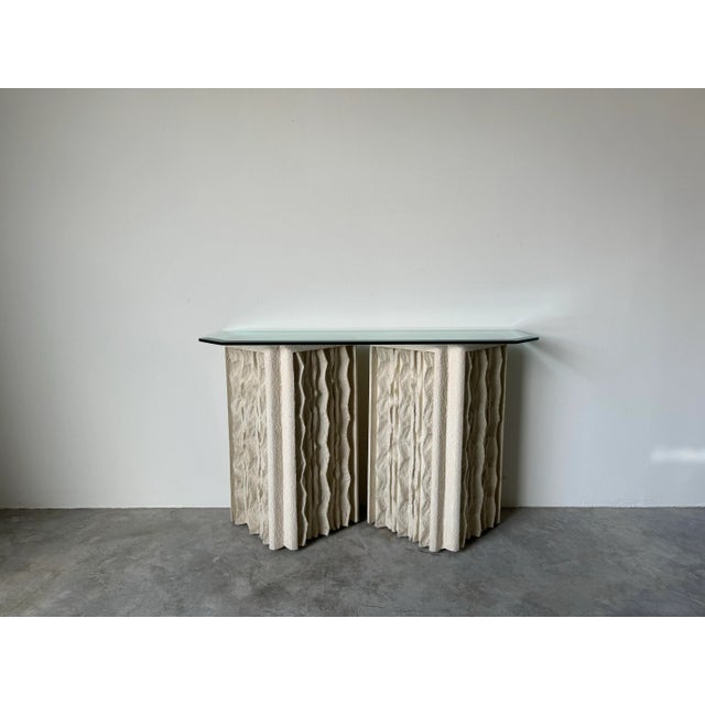 1980's Postmodern Sculptural Cast Plaster Console Table W/ Glass Top ...