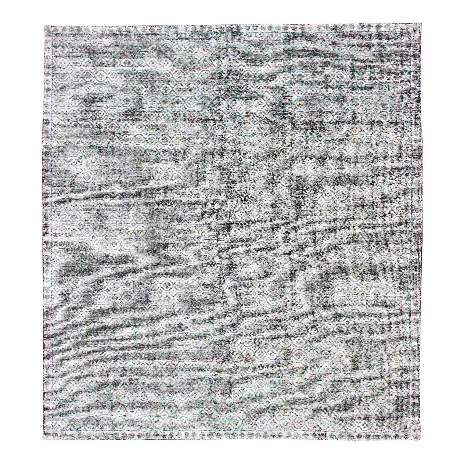 Creams, Ivory, Light Yellow, and Charcoal Modern Distressed Rug | Chairish