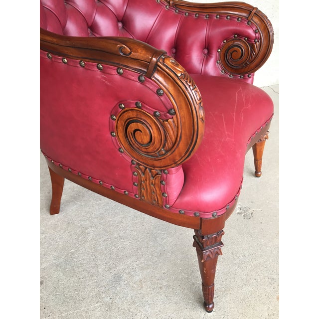 Hollywood Regency Tufted Leather Fireside Arm Chairs - a Pair | Chairish