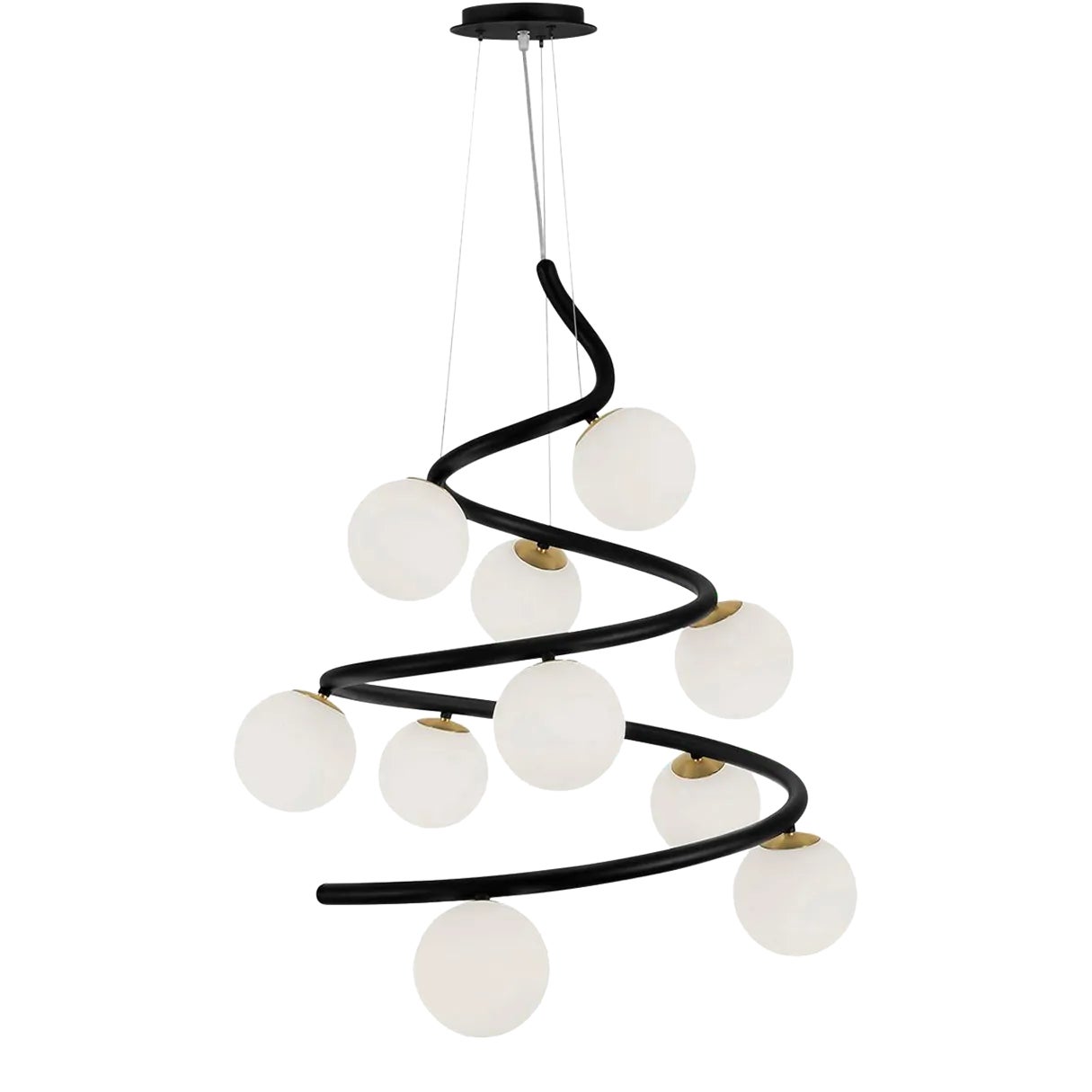 Satin Black With Brushed Brass and Matt Opal Glass Custom Helix Ceiling ...