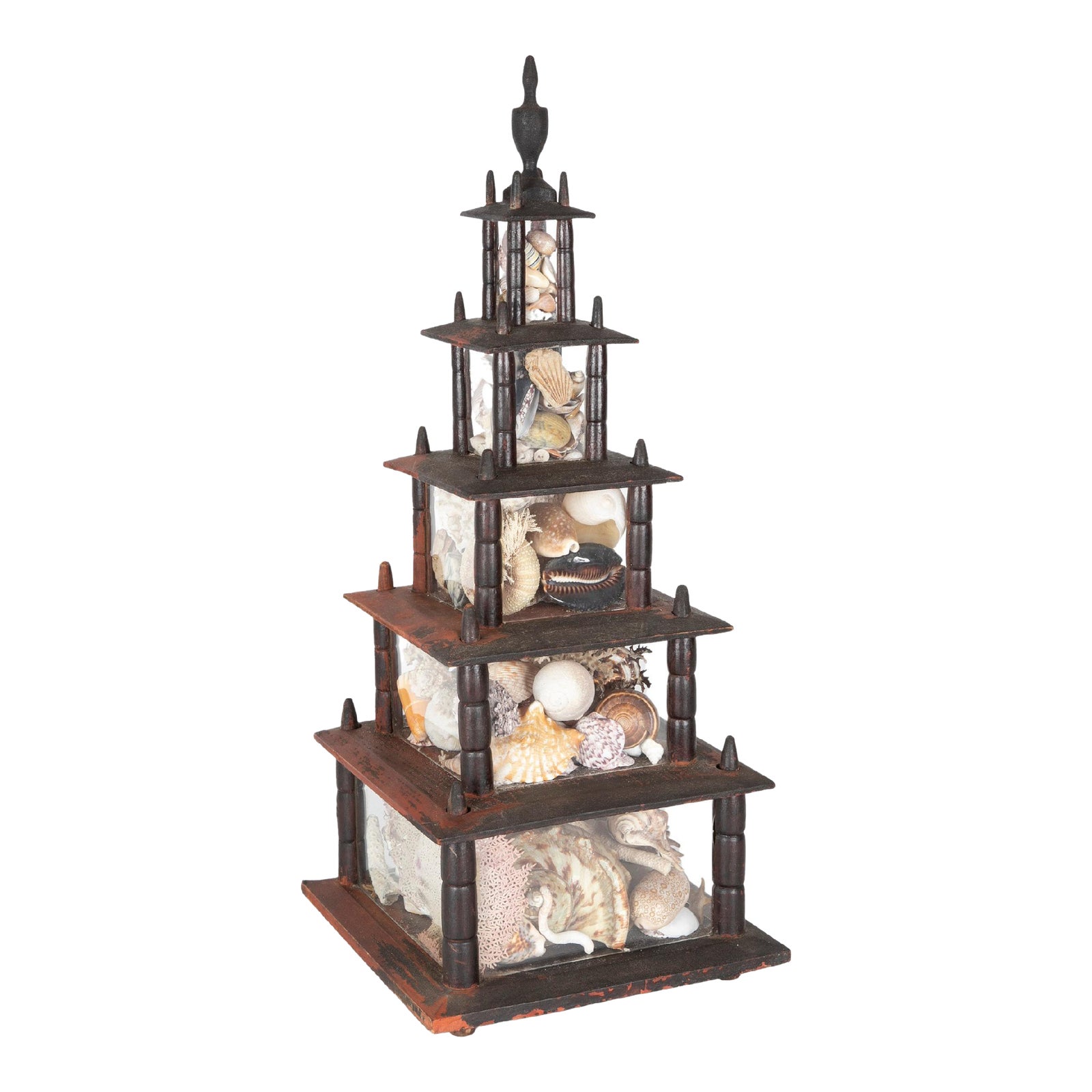 19th Century New England Painted Wood Sea Shell Folly | Chairish