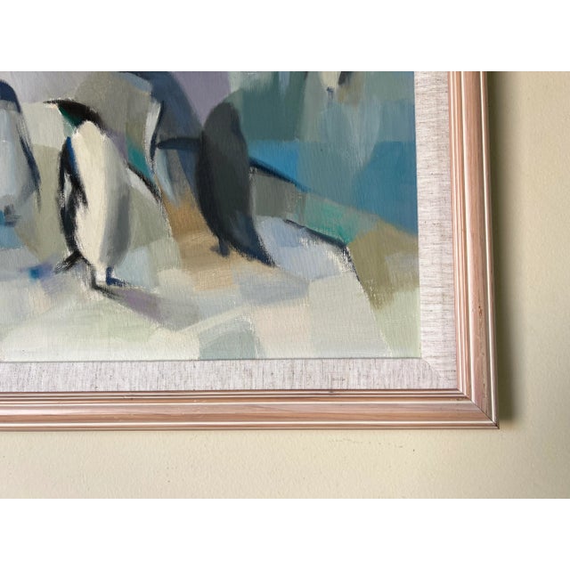 70's Anne Taylor Impressionist Pinguins Landscape Oil on Canvas ...