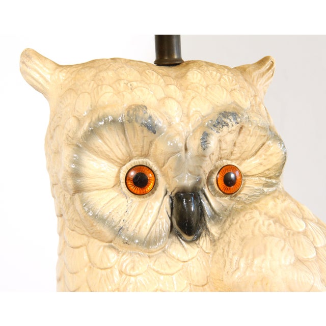 Large Vintage Ceramic Owl Table Lamp | Chairish