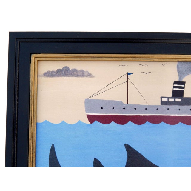 Matt Rix, Naïve Style Maritime Scene with Sawfish and Steamship, Print ...