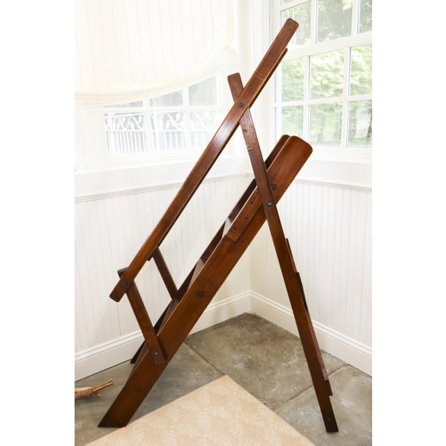Antique Mahogany Collapsible Library Step Ladder | Chairish
