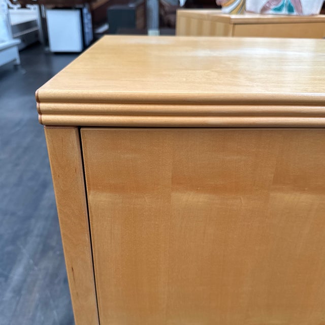 Maple Finish Console Filing Cabinet + Shelves | Chairish