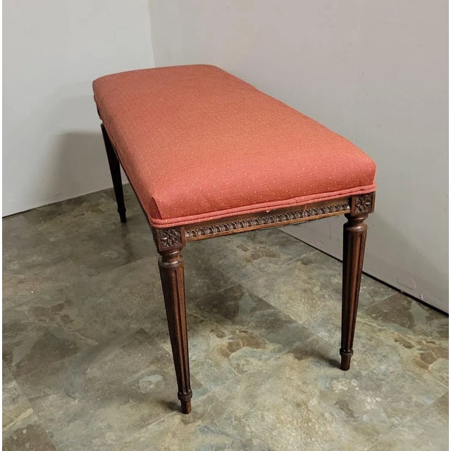 Antique Sheridan Federal Style Mahogany Upholstered Window Bench | Chairish