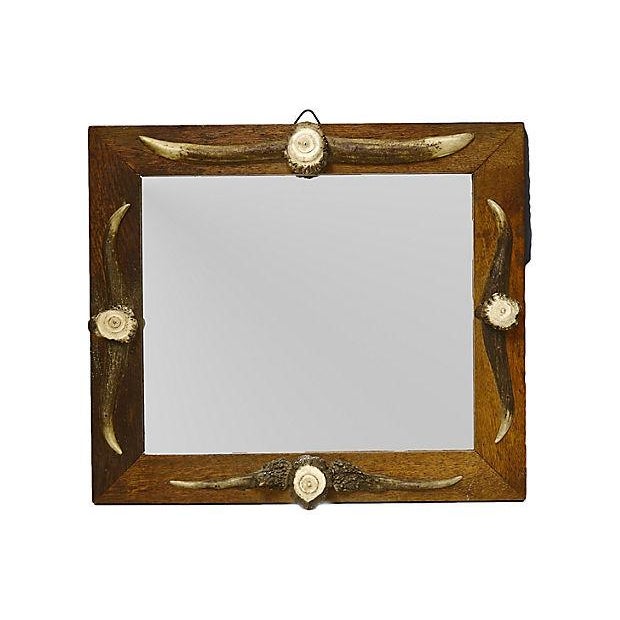 Midcentury English Stag Horn Framed Mirror | Chairish