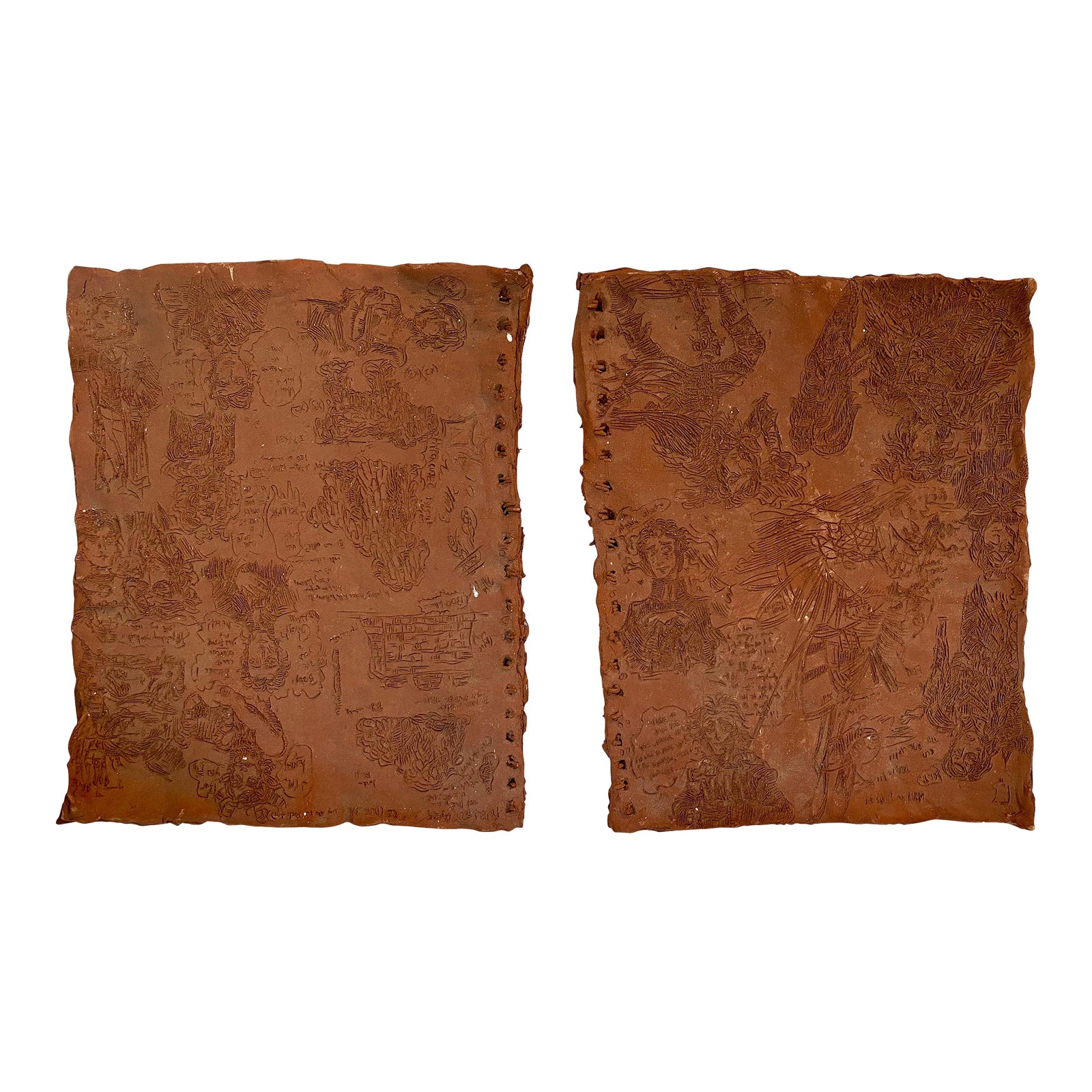 Terracotta Sketch Comic Book Panels | Chairish