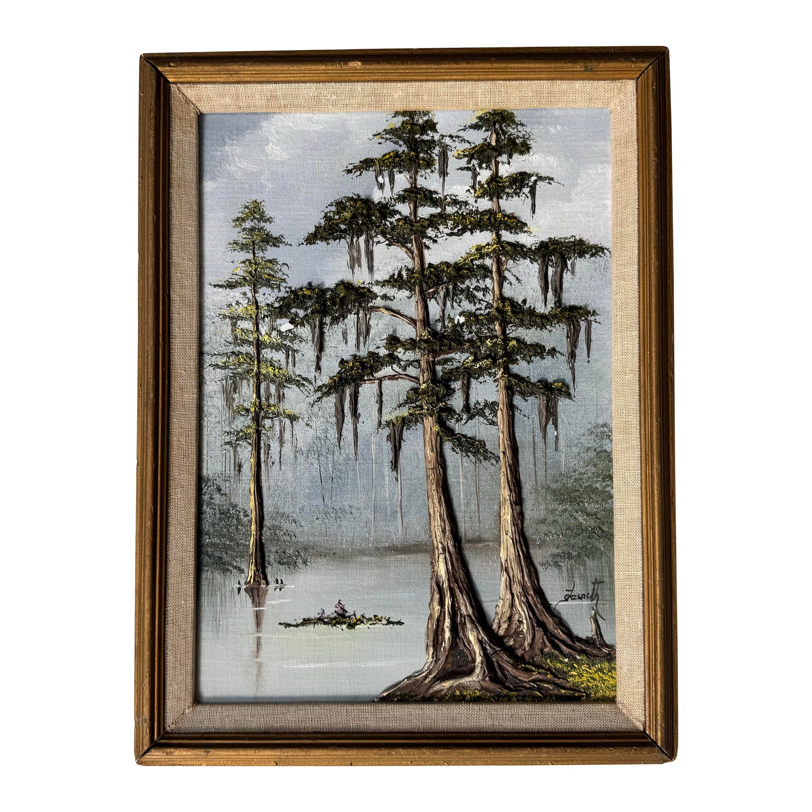 Vintage Heavy Impasto Florida Cypress Tree Landscape Oil Painting by ...