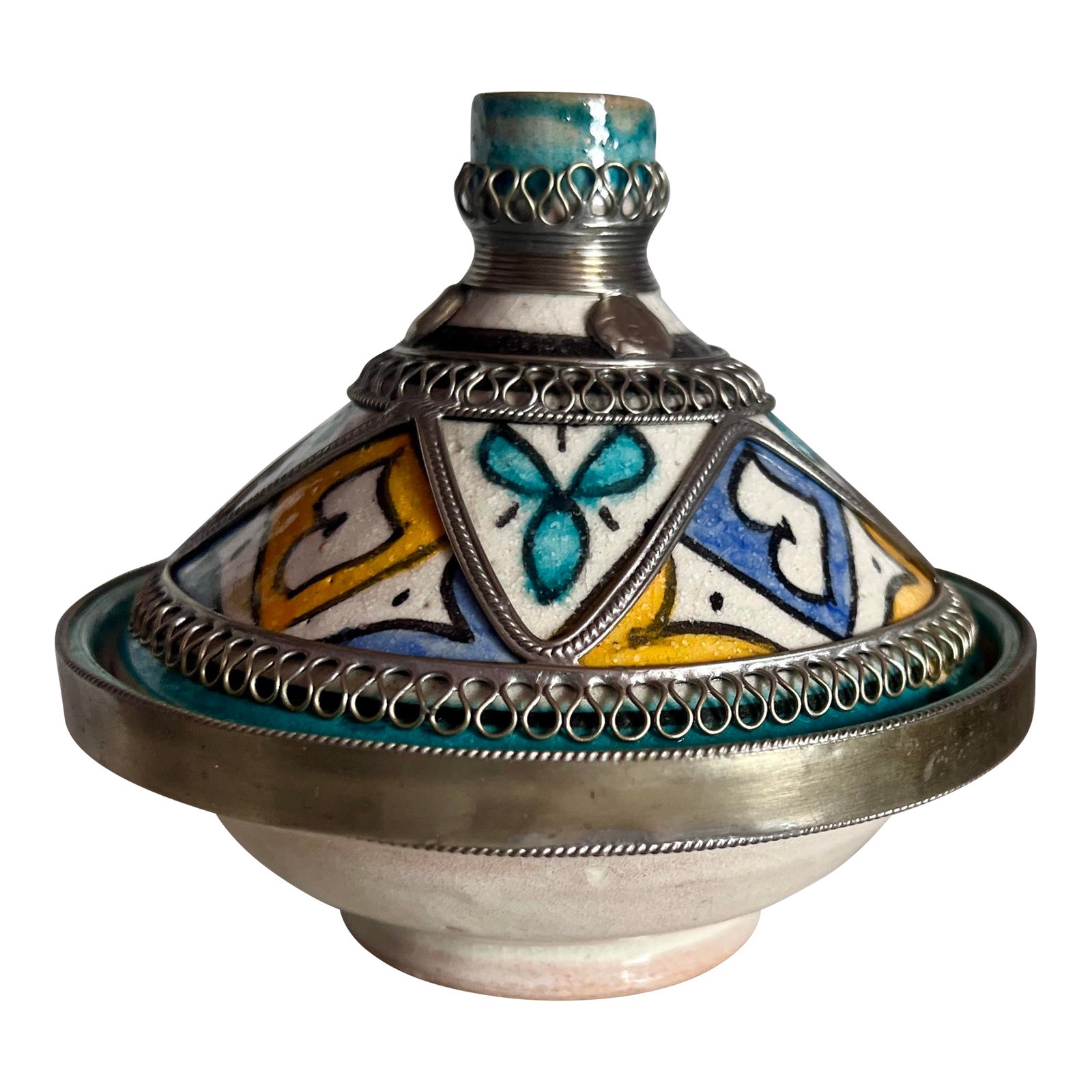 1990s Mini Moroccan Tagine With Nickel Silver Details Made in Morocco ...