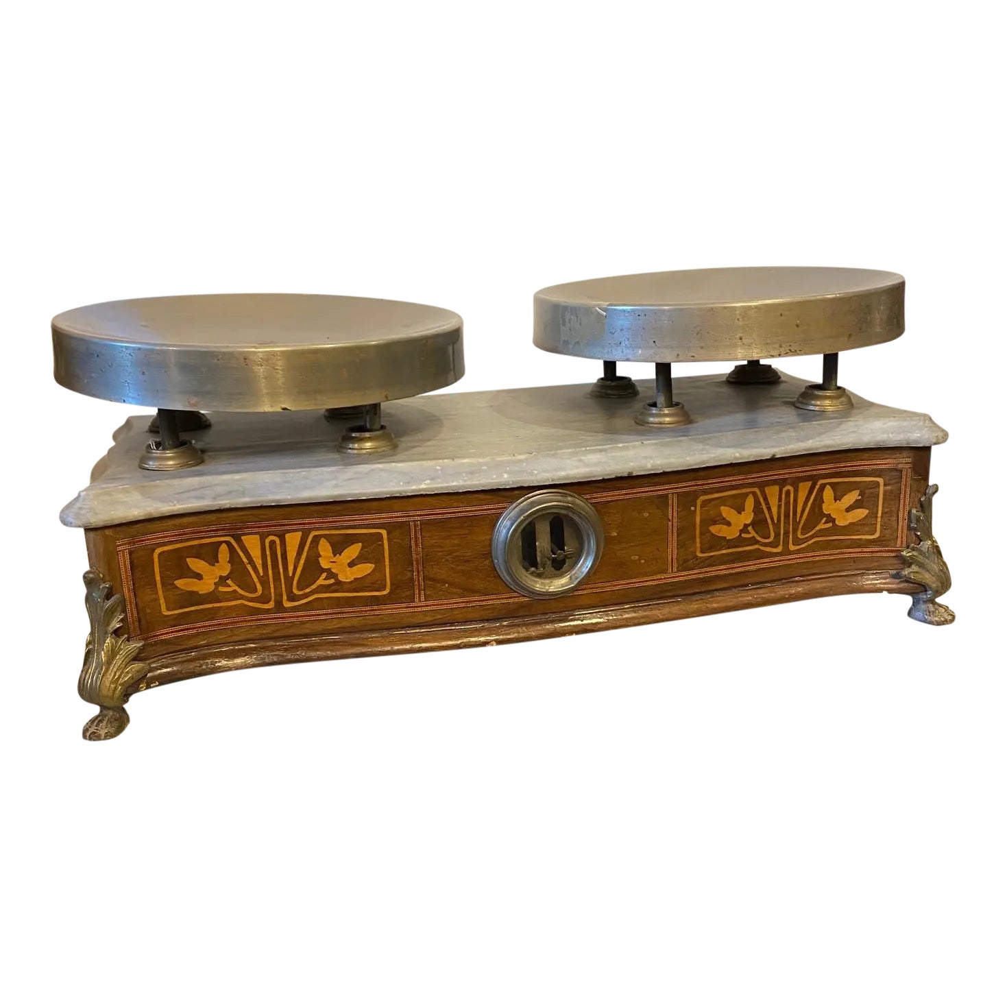 20th Century Liberty Scale With Floral Inlays and Bronzes | Chairish