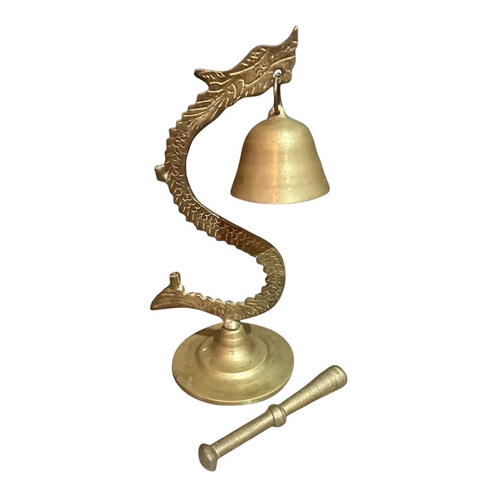 1900s Bronze and Brass Dragon Bell and Bronze Mallet/ Temple Bell ...