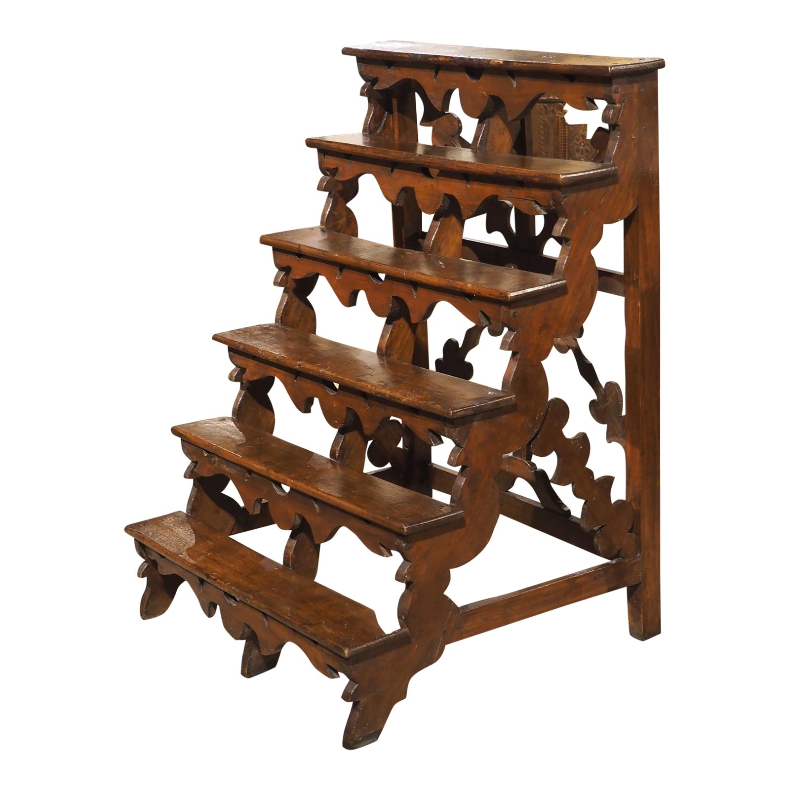 18th Century Walnut Library Stairs From Northern Italy | Chairish