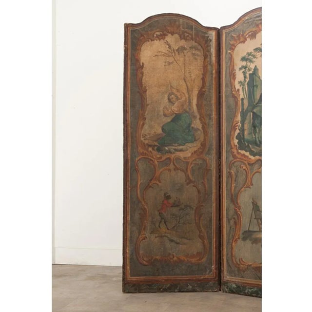 French 19th Century Painted Folding Screen | Chairish
