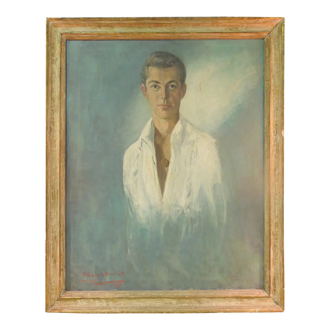 Vintage Painting of Handsome Male Actor Portrait by Listed Artist ...