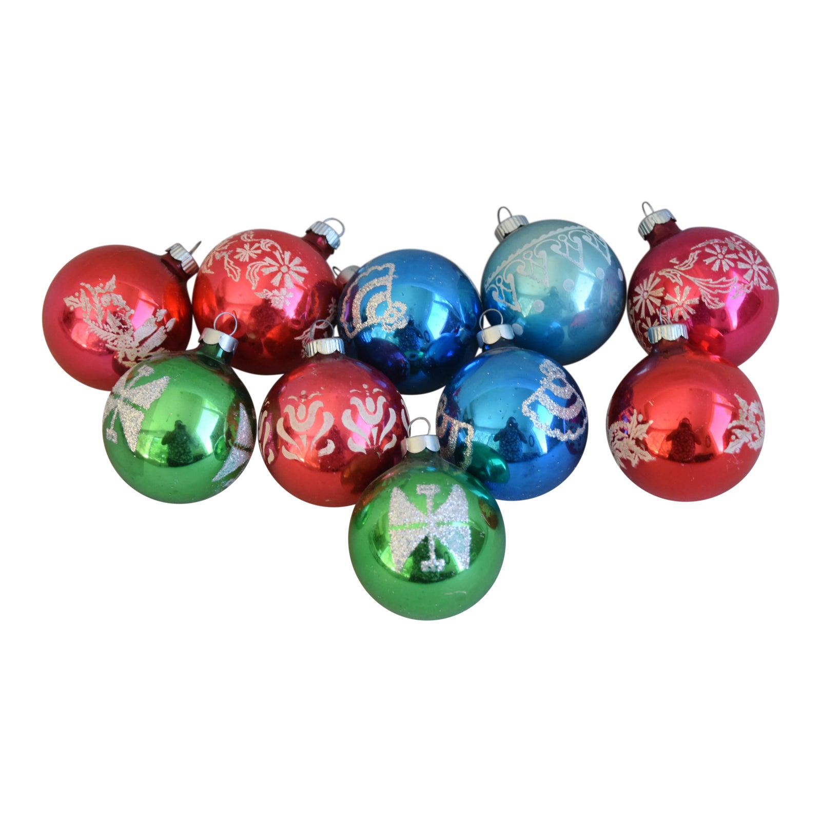 Vintage Colorful Christmas Ornaments W/Box - Set of 10 | Chairish