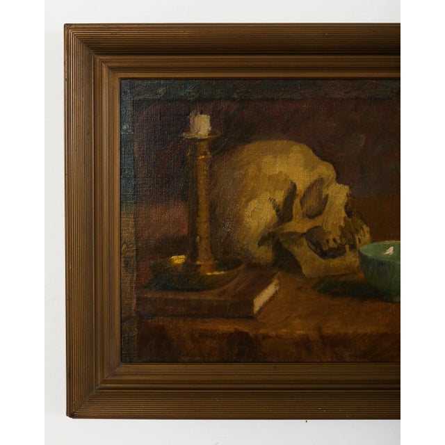 American School Memento Vanitas Still Life Canvas Painting | Chairish