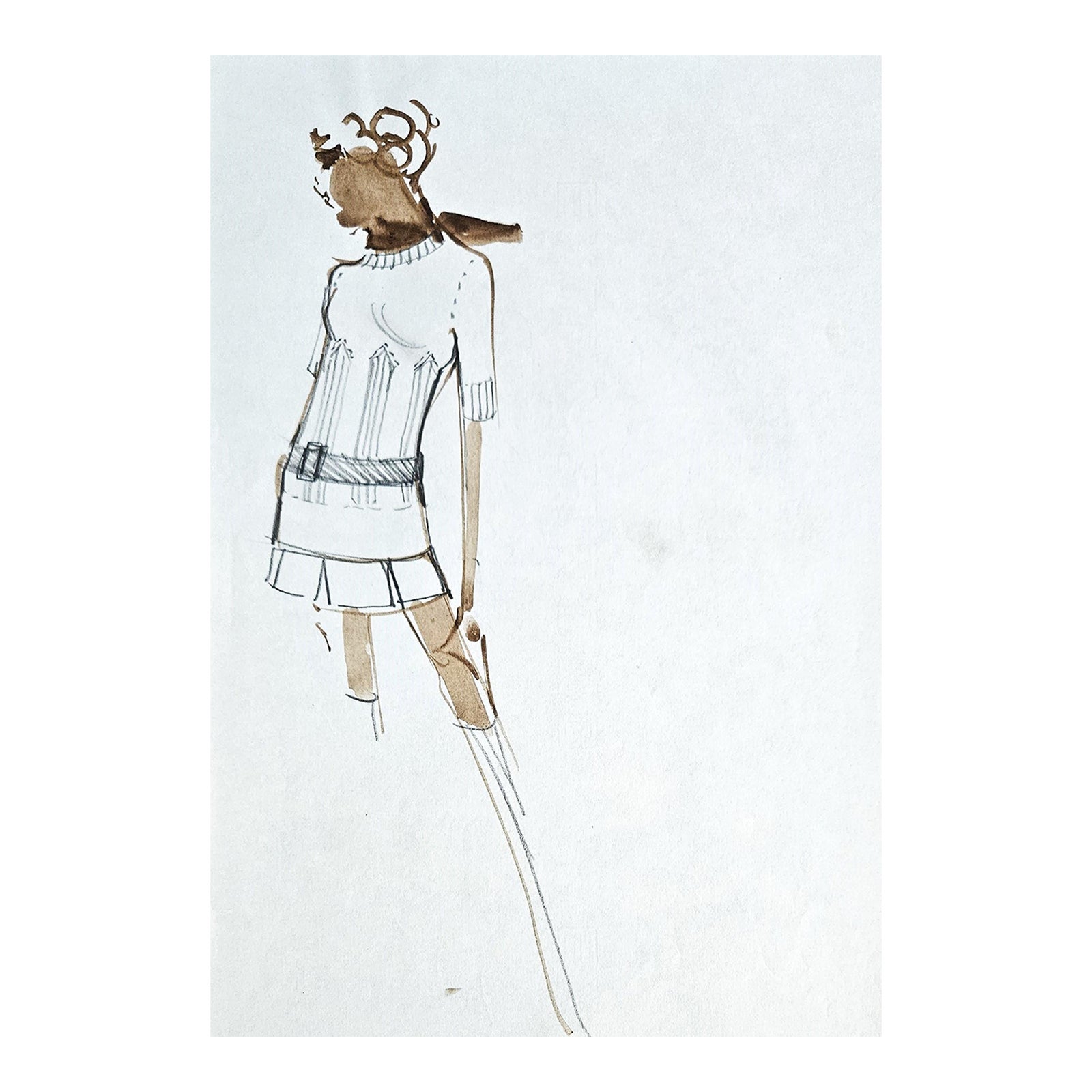 1961Mid-Century Original Couture French Fashion Drawing by Pierre ...