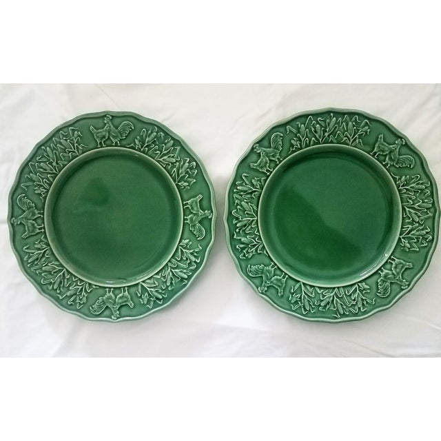 1950s Vintage Portugese Rooster Green Plates - A Pair | Chairish