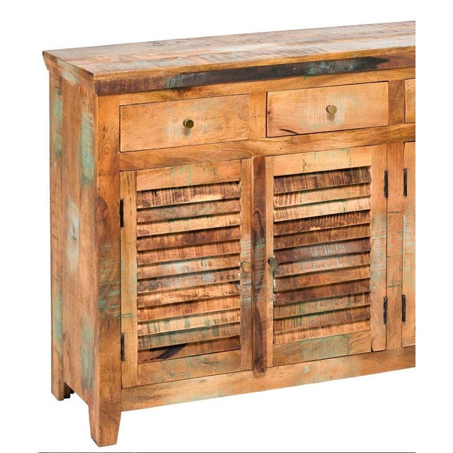 Reclaimed Barnwood Shutter Style Buffet With Drawers | Chairish