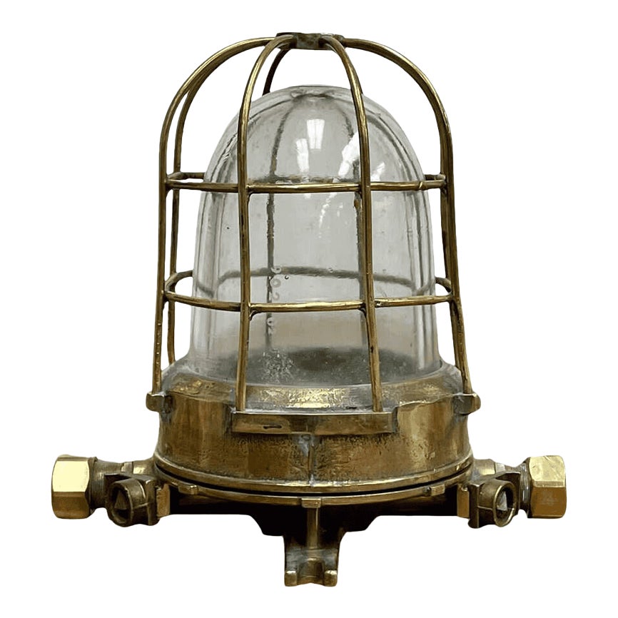 Mid 20th Century Vintage Weather Tight Cast Brass Nautical Post Light ...