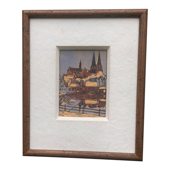 Original Block Print by Eric Lundberg 1953 | Chairish