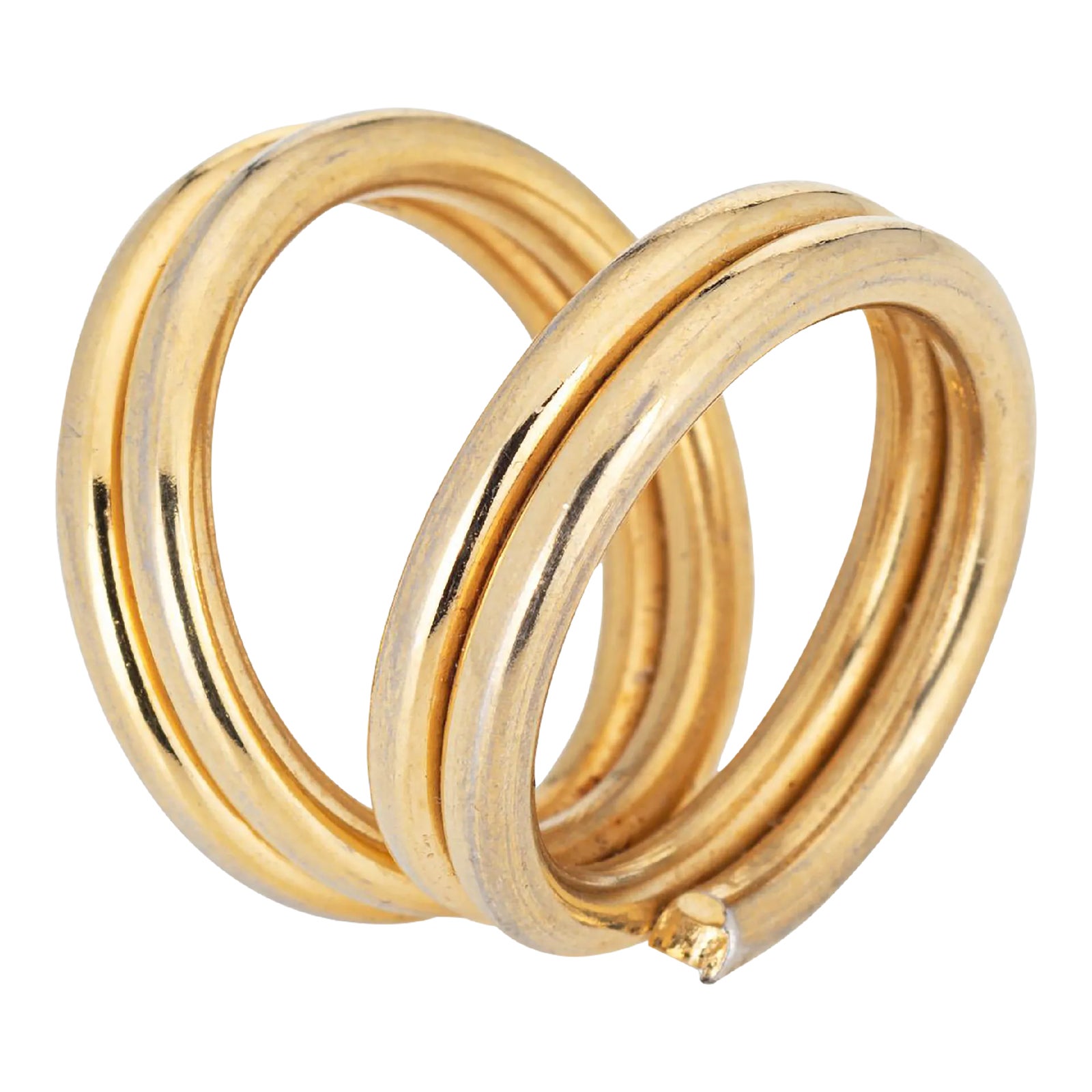 Vintage 18k Yellow Gold Split Coil Stacking Band Ring Size 5 | Chairish