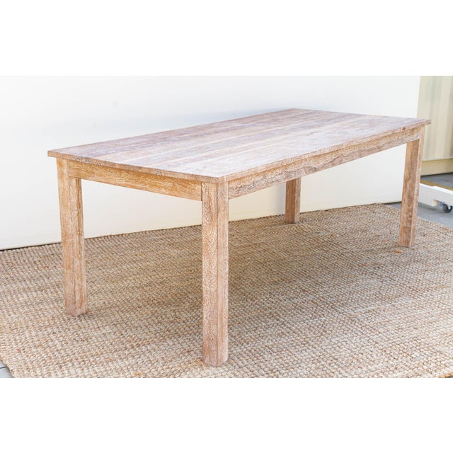 Whitewash Rustic Parson 7’ Dining Table | Chairish