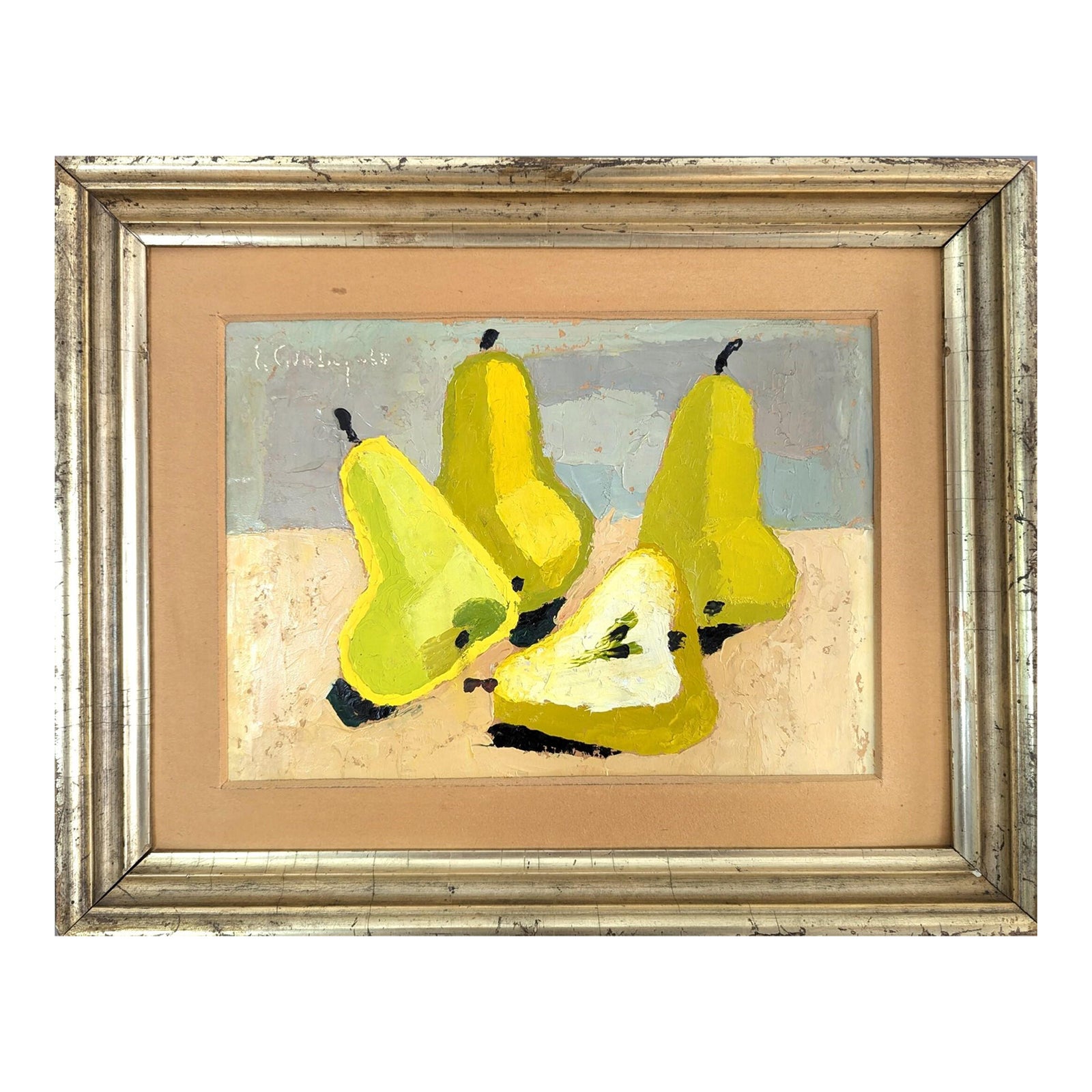 1965 Mid-Century Modern "Ripe Pears" Vintage Still Life Oil Painting by ...