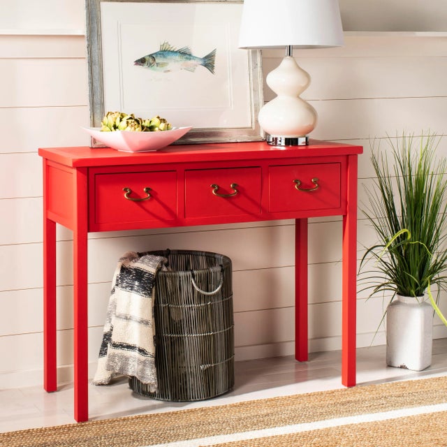 Console With Storage Drawers in Hot Red | Chairish