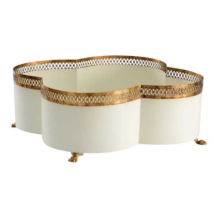 Chelsea House Tracery Cachepot in Cream, Large | Chairish
